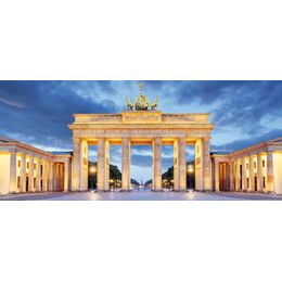 Leinwandbild B&Ouml;NNINGHOFF "Brandenburger Tor", bunt (farbe bild(er): gelb, beige, blau, gr&uuml;n), B:140cm H:60cm T:1,5cm, MDF, Papier, Bilder, Leinwandbild