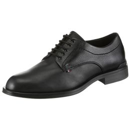 Schn&uuml;rschuh Tommy Hilfiger "CORPORATE HILFIGER LTH DERBY", Herren, Gr. 45, schwarz, Leder, Schuhe Schn&uuml;rschuh, Blockabsatz, Festtagsschuh, Abendschuh in eleganter Linie