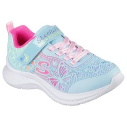 Sneaker Skechers "JUMPSTERS 2.0", M&auml;dchen, Gr. 31, bunt (hellblau, multi), Synthetik, Textil, kontrastfarbene Details, Schuhe Sneaker, Klettschuh, mit wasserabw. Funktion, Gr&ouml;&szlig;enschablone zum Download