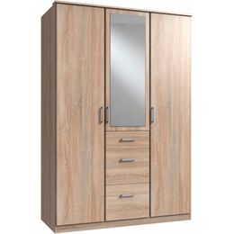 Kleiderschrank wimex "Click", braun (struktureichefarben hell), B:135cm H:199cm T:58cm, Schr&auml;nke, Kleiderschrank, mit Spiegel