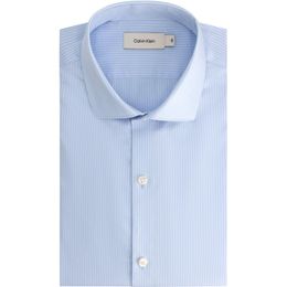 Businesshemd Calvin Klein "SLIM SFT WSHD STR STP", Herren, Gr. 45, N-Gr, light blau, Web, Obermaterial: 80% Baumwolle, 18% Lyocell, 2% Elasthan, gemustert, gestreift, slim fit normal, Rundhals, eingesetzt Manschette, Hemden Businesshemd, Slim fit mit Knopfleiste