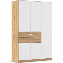 Dreht&uuml;renschrank Rauch "Kleiderschrank Schrank Garderobe MAIKA mit Dekor-Front", wei&szlig; (eiche artisan, alpinwei&szlig;), B:136cm H:210cm T:54cm, Holzwerkstoff, Schr&auml;nke, Dreht&uuml;renschrank, 2 Schubladen, in verschiedenen Breiten, H&ouml;hen, Farben, MADE IN GERMANY