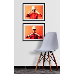 Bild queence "Reiterbraut", orange (farbe rahmen: schwarz, farbe bild(er): orange), B:70cm H:50cm, Acrylglas, Holz, Papier, Bilder, Bild, HD Premium Poster-Druck inkl. Holzrahmen