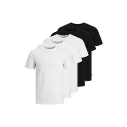 Jack & Jones T-Shirt JACK & JONES "T-Shirt JJEORGANIC BASIC TEE O-NECK 5PK 5er Pack", Herren, Gr. L, schwarz (schwarz, wei&szlig;), Obermaterial: 100% Baumwolle CO(Bio)., Shirts T-Shirt