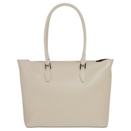 Shopper CLUTY, Damen, Gr. B/H/T: 40cm x 30cm x 12cm onesize, beige, Leder, leicht gl&auml;nzend, unifarben, Taschen Shopper, echt Leder, Made in Italy