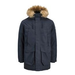 Jack & Jones Parka JACK & JONES "JJCAMP FAUX FUR PARKA BF", Herren, Gr. XL, schwarz navy detail:tipping, Web, Obermaterial: 100% Polyester, unifarben, regular fit normal, Jacken Parka