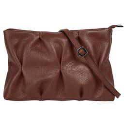 Umh&auml;ngetasche CLUTY, Damen, Gr. B/H/T: 24cm x 20cm x 5cm onesize, braun, Leder, leicht gl&auml;nzend, unifarben, Taschen Umh&auml;ngetasche, echt Leder, Made in Italy