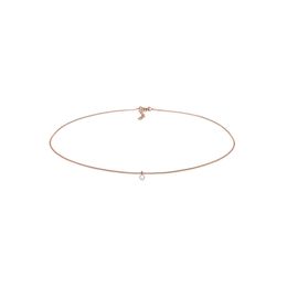 Choker Elli "Halskette Choker mit Anh&auml;nger Mondstein Rund 925 Silber" Gr. 36, rosa (rosegold), Halsketten, Damen, mit Steinen, Silber 925 (Sterlingsilber), Choker