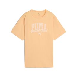 T-Shirt Puma "CLASS RELAXED TEE", Damen, Gr. XS, almost apricot, Jersey, Obermaterial: 100% Baumwolle, bedruckt, relaxed fit normal, Rundhals, Shirts T-Shirt, sportlicher Look, grafischer Print, Rundhalsausschnitt