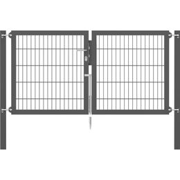 Zaundoppelt&uuml;r Alberts "Flexo Plus", grau (anthrazit), B:200cm H:100cm, Stahl, Tore, Zaundoppelt&uuml;r, anthrazit, verschiedene Abmessungen