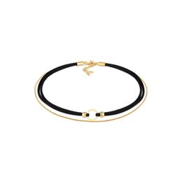 Ketten-Set Elli "Halskette Choker Kreis Leder Venezianerkette Set 925 Silber" Gr. 32, gold, Halsketten, Damen, ohne Stein, Silber 925 (Sterlingsilber), Ketten-Set