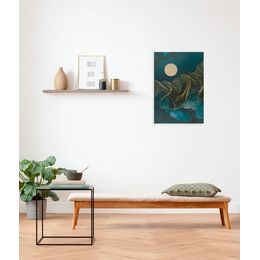 Leinwandbild Komar "Moon Waves - Gr&ouml;&szlig;e 40 x 60 cm", bunt (farbe bild(er): blau, gelb, wei&szlig;), B:40cm, Holz, Papier, Bilder, Leinwandbild, Keilrahmenbild mi Echtholzrahmen
