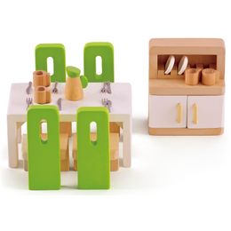 Puppenhausm&ouml;bel HAPE "Esszimmer", beige (natur, gr&uuml;n), Puppenm&ouml;bel, Kinder, Puppenhausm&ouml;bel