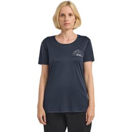 T-Shirt Jack Wolfskin "PEAK GRAPHIC T W", Damen, Gr. S (36), mtn, midnightsky, Obermaterial: 100% POLYESTER, Shirts T-Shirt