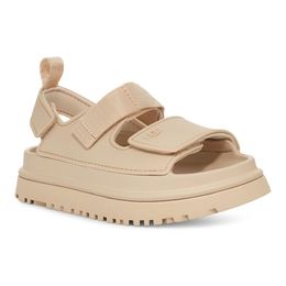 UGG Australia Badesandale UGG "K GOLDENGLOW", M&auml;dchen, Gr. 2 (33,5), blau (sea salt), Synthetik, Textil, Schuhe Badesandale, Sommerschuh, Poolslides, Plateauabsatz, mit Klettverschluss
