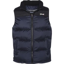Steppweste Schott NYC, Herren, Gr. S, blau (navy), Softshell, Obermaterial: 100% Nylon, unifarben mit Farbeinsatz, Basic, regular fit h&uuml;ftlang, Westen Steppweste, mit dezenter Logostickerei