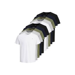 Jack & Jones T-Shirt JACK & JONES "T-Shirt JORJXJ 10er Pack", Herren, Gr. L, bunt (wei&szlig;, grau, gr&uuml;n, blau, schwarz), Obermaterial: 100% Baumwolle CO., Shirts T-Shirt