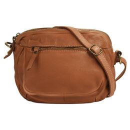 Umh&auml;ngetasche CLUTY, Damen, Gr. B/H/T: 20cm x 17cm x 3cm onesize, braun (cognac), Leder, unifarben, Taschen Umh&auml;ngetasche, echt Leder, Made in Italy