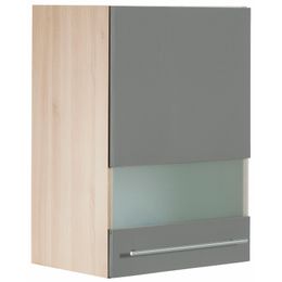 Glash&auml;ngeschrank Optifit "Bern", grau (basaltgrau, akaziefarben), B:50cm H:70,4cm T:34,9cm, Schr&auml;nke, Glash&auml;ngeschrank, Breite 50 cm, Front mit Milchglas-Einsatz, mit Metallgriff