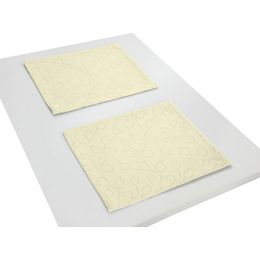 Platzset WIRTH "Westport" Gr. 1, beige (natur), B:40cm L:35cm, Obermaterial: 100% Polyester, Platzsets, Platzset, Made in Germany, Jacquard Dekostoff, Blatt-Design, Pflegeleicht