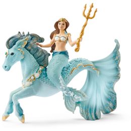 Spielfigur Schleich "BAYALA, Meerjungfrau-Eyela auf Unterwasserpferd (70594)", blau, Spielfiguren, Kinder, Kunststoff, Spielfigur