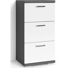 Badkommode ByLiving "Nebraska", grau (anthrazit, hochglanz wei&szlig;), B:35,5cm H:74cm T:31,5cm, FSC-zertifizierter Holzwerkstoff, MDF, Sideboards, Badkommode, Breite 35 cm, Badezimmerschrank mit Metallgriffen, 3 Schubladen