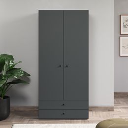 Kleiderschrank Inosign "Jersey Schlafzimmerschrank Garderobe Schrank", grau (anthrazit), B:81cm H:176cm T:51cm, Holzwerkstoff, Kunststoff, Schr&auml;nke, Kleiderschrank, Dreht&uuml;renschrank mit 2 Schubladen - (B/T/H) 85/52/188 cm