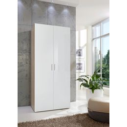 Dreht&uuml;renschrank wimex "Malta", wei&szlig; (struktureichefarben hell, hochglanz wei&szlig;), B:80cm H:185cm T:40cm, Schr&auml;nke, Dreht&uuml;renschrank, mit Hochglanz-Front