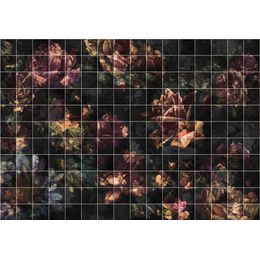Vliestapete Komar "Digitaldruck Vlies - Tiles Flowers - Gr&ouml;&szlig;e 400 x 280 cm", bunt, B:400m L:280m, Vlies, Tapeten, Vliestapete, Wohnzimmer, Schlafzimmer