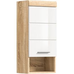 H&auml;ngeschrank Welltime "SIENA, Breite 37cm, 1 T&uuml;r, 1 offenes F&auml;cher, 1 Einlegeboden, MDF-Front", wei&szlig; (sonoma eiche hell, wei&szlig; hochglanz), B:37cm H:79cm T:24cm, FSC-zertifizierter Holzwerkstoff, Schr&auml;nke, H&auml;ngeschrank, in verschiedenen Farben erh&auml;ltlich, Badm&ouml;bel, Badschrank, Schrank, Bad