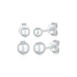 Paar Ohrstecker Elli "Ohrringe Kugel Ohrstecker 2er Set 925 Silber", silber, Ohrringe, Damen, ohne Stein, Silber 925 (Sterlingsilber), Paar Ohrstecker