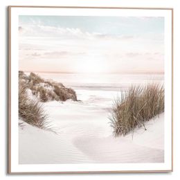 Poster Reinders "Strand Horizon", beige (farbe bild(er): beige), B:50cm H:50cm T:1,6cm, Bilder, Poster, Wohnzimmer - D&uuml;nen - Sonne - Sommer - Beige - MDF - Strand - 50x50 cm