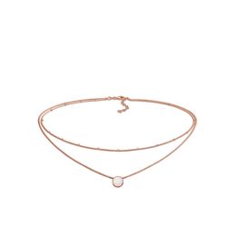 Choker Elli "Halskette Choker Layer Opal Kugelkette 925 Silber" Gr. 36, rosa (rosegold), Halsketten, Damen, mit Steinen, Silber 925 (Sterlingsilber), Choker