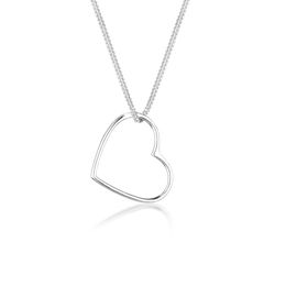 Kette mit Anh&auml;nger Elli "Halskette Herz Anh&auml;nger Liebe Cut Out 925 Silber" Gr. 45, silber, Halsketten, Damen, 45, ohne Stein, Silber 925 (Sterlingsilber), Kette mit Anh&auml;nger
