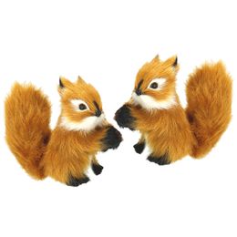 Dekofigur I.GE.A. "Tierfigur mini Eichh&ouml;rnchen", braun, B:5cm H:10cm, Polyester, Dekofiguren, Dekofigur, 2er Set aus Kunstfell Statue Ornamente Pelz Pl&uuml;schtier Waldtier