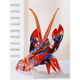 Tierfigur CASABLANCA BY GILDE "Skulptur "Hummer", bunt (blau, rot), B:24cm H:21cm T:16cm, Glas, Dekofiguren, Tierfigur