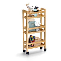 Rollwagen zeller PRESENT, beige (natur), B:36cm H:74cm T:15cm, Bambus, MDF, Rollwagen, Rollwagen, natur, Bambus / MDF, inkl. 4 Rollen