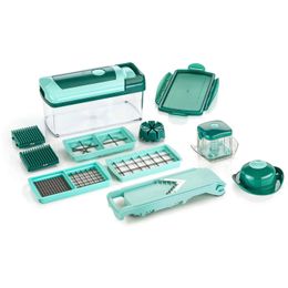 Zerkleinerer Genius "Nicer Dicer Fusion Set 13-tlg.", gr&uuml;n (mintgr&uuml;n), B:21,5cm H:17,4cm T:30,5cm, Zerkleinerer, Zerkleinerer, Einfach, praktisch, sicher und platzsparend