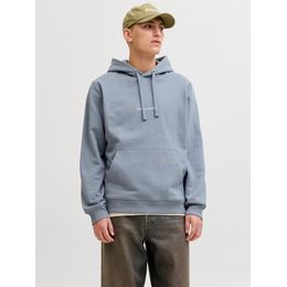 Jack & Jones Kapuzensweatshirt JACK & JONES "JORNORREBRO EMB SWEAT HOOD NOOS", Herren, Gr. XXL, tradewinds, angeraute Sweatware, Obermaterial: 89% Baumwolle, 11% Polyester, unifarben, relaxed fit normal, Rundhals, Rippb&uuml;ndchen, Sweatshirts Kapuzensweatshirt, mit Logo Print