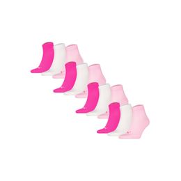 Kurzsocken Puma "Socken Quarter Plain 12P 12er Pack", Damen, Gr. 35-38, bunt (wei&szlig;, pink), Obermaterial: 68% Baumwolle CO. 18% Polyamid PA. 12% Polyester PES. 2% Elasthan EL., Socken Kurzsocken