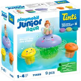 Konstruktions-Spielset Playmobil "Bunte Quallenfamilie, inkl. 3 Tinti-Badetabletten (71439)", bunt, Spielbausteine, Baby, Kunststoff, Konstruktions-Spielset, JUNIOR AQUA & Tinti; Made in Europe