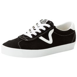 Sneaker Vans "Sport Low", Herren, Gr. 42,5, schwarz-wei&szlig; (schwarz, wei&szlig;), Leder, Schuhe Sneaker, unisex