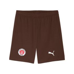 Trainingsshorts Puma "FCSP SHORTS REPLICA", Herren, Gr. XL, N-Gr, braun (espresso braun), Web, Obermaterial: 100% Polyester, Colorblocking, regular fit normal, Hosen Trainingsshorts, f&uuml;r Fu&szlig;ball, leichtes und atmungsaktives Material, Regular Fit