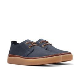 Schn&uuml;rschuh Clarks "Clarkwood Low", Herren, Gr. 40, blau (navy nubuck), Nubukleder, Schuhe Schn&uuml;rschuh, Schn&uuml;rschuh, Business Schuh mit markanter Schn&uuml;rung