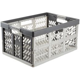 Klappbox keeeper "ben, Profi-Klappbox mit Soft-Touch-Griffen, 54 x 37 x 28 cm", light silber, gray, B:54cm H:28cm T:37cm, Kunststoff, Einkaufsk&ouml;rbe, Klappbox, Soft-Touch-Griffe, zusammenklappbar