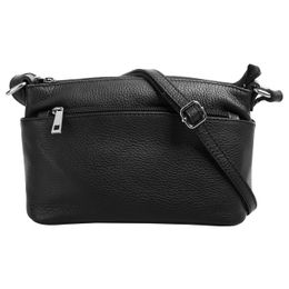 Umh&auml;ngetasche CLUTY, Damen, Gr. B/H/T: 27cm x 15cm x 6cm onesize, schwarz, Leder, unifarben, Taschen Umh&auml;ngetasche, echt Leder, Made in Italy