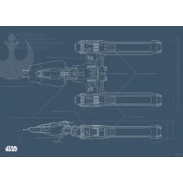 Bild Komar "Star Wars EP9 Blueprint Y-Wing", schwarz-wei&szlig; (farbe bild(er): schwarz, wei&szlig;), B:70cm H:50cm, Holz, Papier, Bilder, Bild, Wandbild zur Dekoration im Kinderzimmer - ohne Rahmen