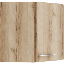 Eckh&auml;ngeschrank Optifit "Bella", braun (wildeiche, wildeiche), B:60cm H:57,6cm T:34,6cm, Holzwerkstoff, Schr&auml;nke, Eckh&auml;ngeschrank, Breite 60 x 60 cm, T&uuml;ranschlag wechselbar