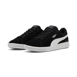 Sneaker Puma "VIKKY V3", Damen, Gr. 42, schwarz-wei&szlig; (Puma schwarz, Puma wei&szlig;, Puma wei&szlig;, Puma silber), Leder, Schuhe Sneaker