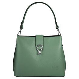 Umh&auml;ngetasche CLUTY, Damen, Gr. B/H/T: 25cm x 21cm x 13cm onesize, gr&uuml;n, Leder, leicht gl&auml;nzend, unifarben, Taschen Umh&auml;ngetasche, echt Leder, Made in Italy